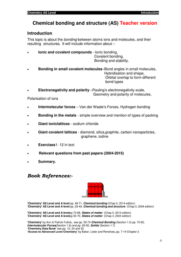 Chemical bonding and structure (AS) | Teaching Resources
