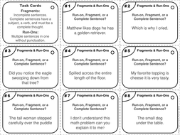 Fragments and Run-Ons Task Cards | Teaching Resources