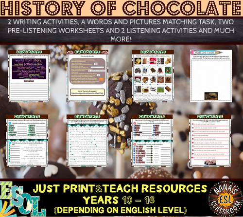 HISTORY OF CHOCOLATE (ESL): Listening and Writing Practice | Teaching ...