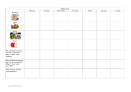 Daily Diet Record Analysis Worksheet | Teaching Resources
