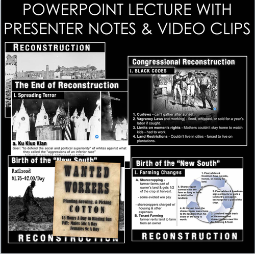 Reconstruction Unit Bundled - Primary Source Activities, PPTs, Lesson ...