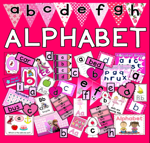 ALPHABET FLASHCARDS POSTERS WORKSHEETS ACTIVITIES LETTERS ABC girls ...