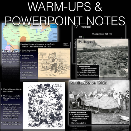 Great Depression Unit - PPTs w/Video Links, Primary Source Docs ...