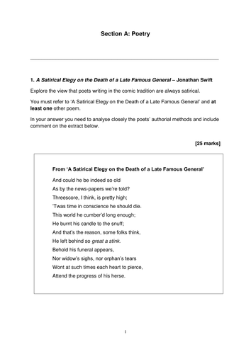 Jonathan Swift - 'A Satirical Elegy on the Death of a Late Famous ...