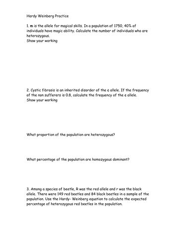 Hardy Weinberg Lesson | Teaching Resources
