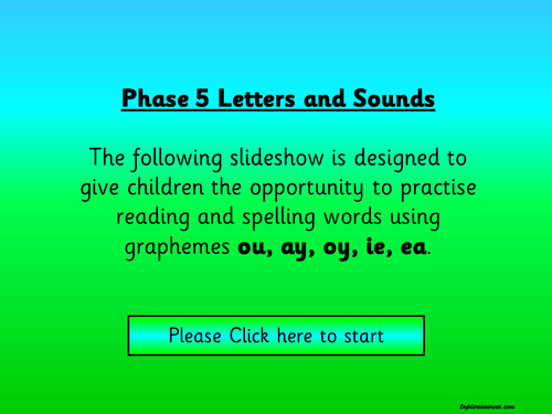 Phonics-Letters and Sounds, Phase 5, Pack 1, graphemes ay, ou, ie, ea ...