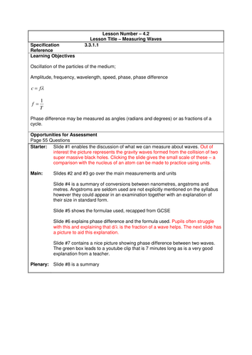 Physics A-Level Year 1 Lesson - Measuring Waves (PowerPoint AND lesson ...