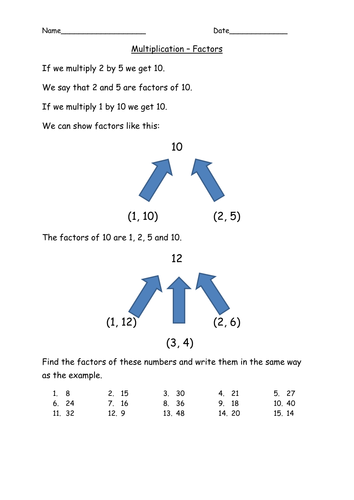 Multiplication Factors | Teaching Resources