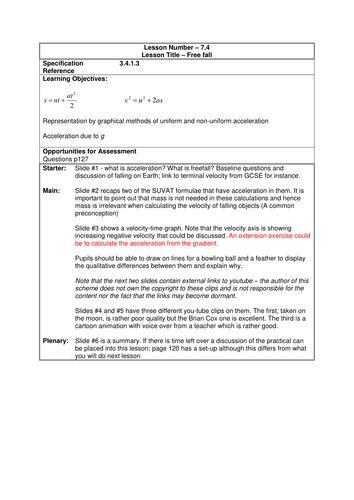 Physics A-Level Year 1 Lesson - Free Fall (PowerPoint AND lesson plan ...