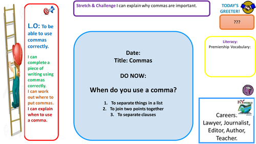 complete lesson - how to use commas correctly | Teaching Resources