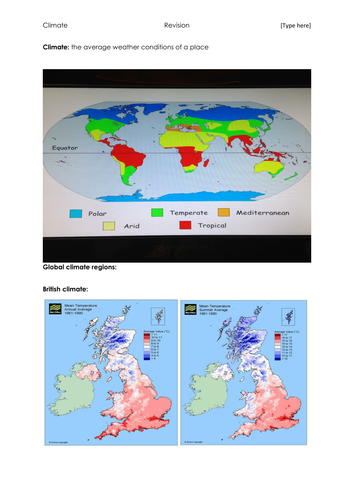 Climate, weather and water revision | Teaching Resources