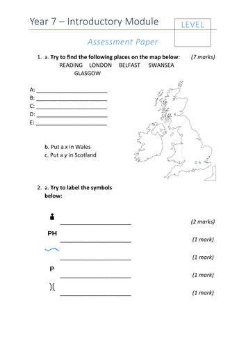 Geography Baseline Assessment KS3 great for new starters or year 7 ...