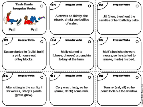 Irregular Verbs Task Cards | Teaching Resources
