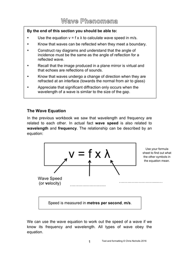 Wave Phenomena & The Universe Workbook (Reflection, Refraction ...
