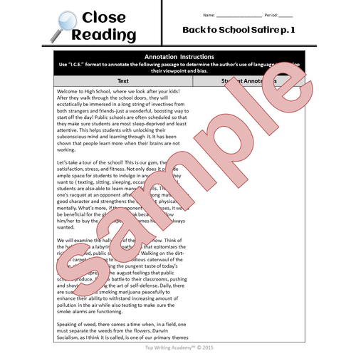 Back to School Nonfiction Close Reading | Teaching Resources