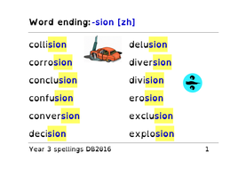 Year 3 spellings: word endings: -sion [zhn] [as in illusion] - ppt, activities and pictures ...