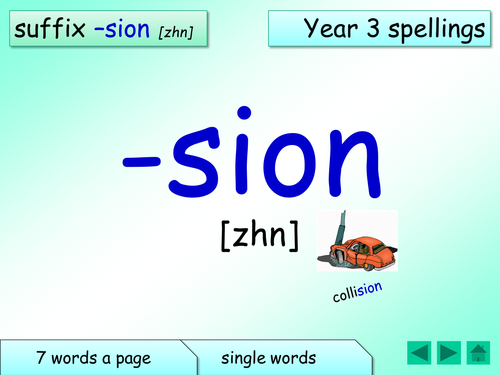 Year 3 spellings: word endings: -sion [zhn] [as in illusion] - ppt, activities and pictures ...