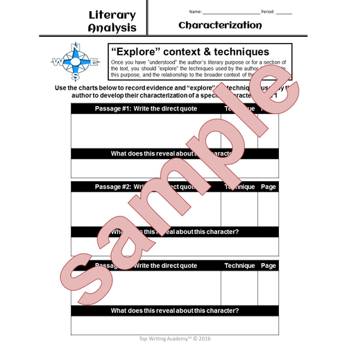 Literary Elements Analysis Characterization | Teaching Resources