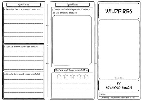 Wildfires Comprehension Foldable | Teaching Resources