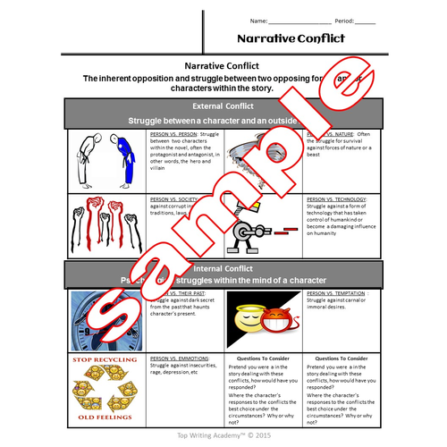 Literary Elements Analysis Narrative Conflict | Teaching Resources
