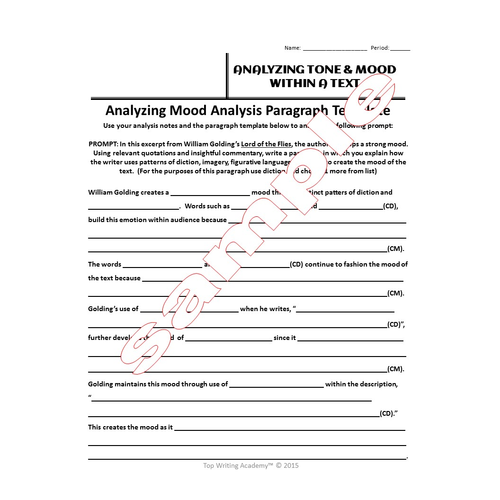 Literary Elements Mood Tone Figurative Language Connotation | Teaching ...