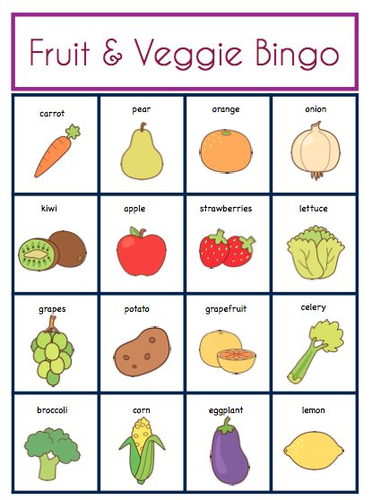 Fruit and Veggie Bingo | Teaching Resources