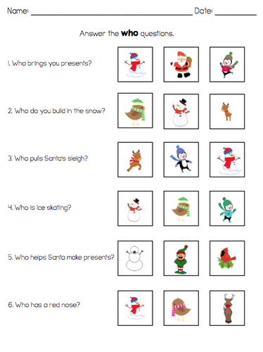 Holiday Wh- Question Mini Pack | Teaching Resources