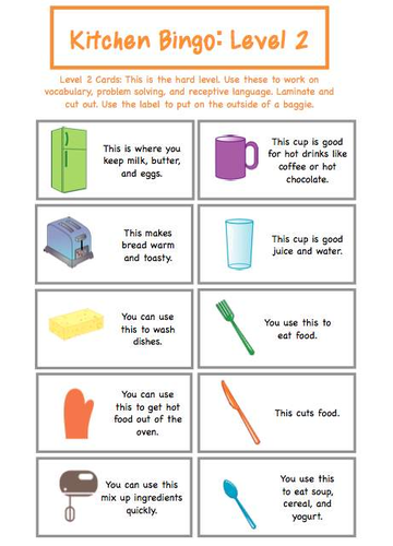 Kitchen Bingo | Teaching Resources