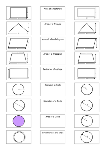Area of basic 2D shapes | Teaching Resources