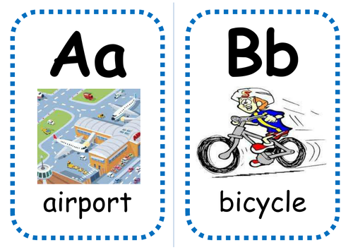 ALPHABET FLASHCARDS POSTERS WORKSHEETS LETTERS ABC BOYS BLUE ENGLISH ...