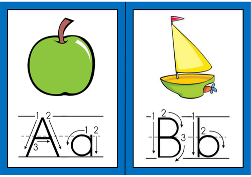 ALPHABET FLASHCARDS POSTERS WORKSHEETS LETTERS ABC BOYS BLUE ENGLISH ...
