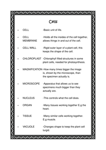 Science Word Bank Glossaries | Teaching Resources