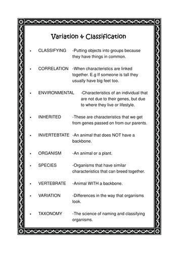 Science Word Bank Glossaries | Teaching Resources