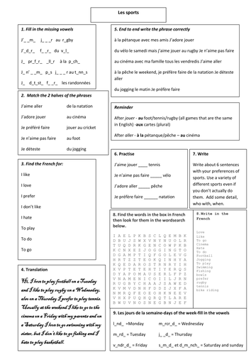 Home learning, Independent French revision/work-pack | Teaching Resources