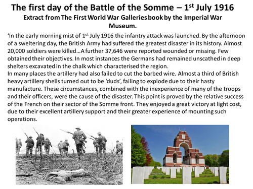 Battle of the Somme - Learning curve or slaughter? | Teaching Resources