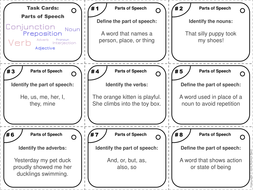 Parts of Speech Task Cards | Teaching Resources