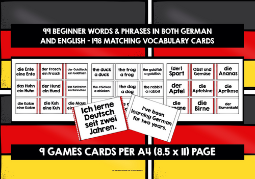 GERMAN VOCABULARY CARDS & WORKBOOK #3 | Teaching Resources