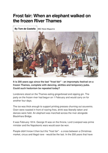 Comprehension Activity - Dickens' 19th Century London | Teaching Resources