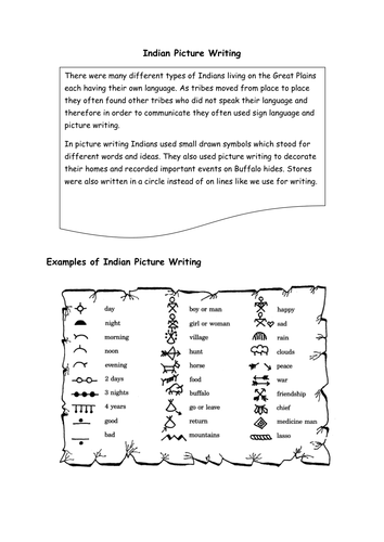 Indian Picture Writing. | Teaching Resources