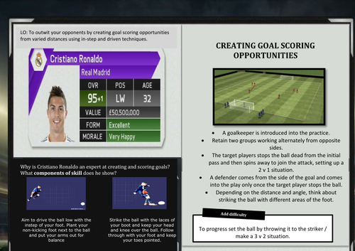 Football Skill Cards and AfL - FIFA 16 Background | Teaching Resources