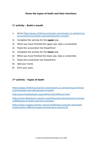 Types of Teeth KS2 Lesson Plan, PowerPoint and Worksheet | Teaching ...