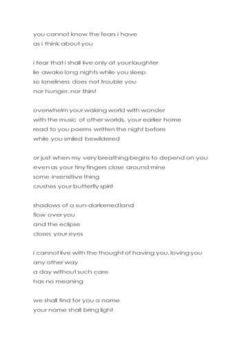 Poem - You cannot know the fears I have | Teaching Resources