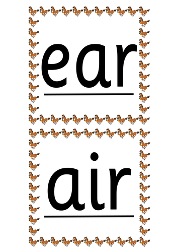 Phonics - Letters and Sounds, Phase 3 Vowel Graphemes ear, air, ure, er ...