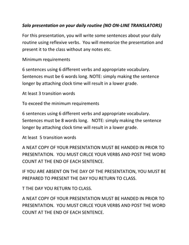 mi rutina diaria solo presentation | Teaching Resources