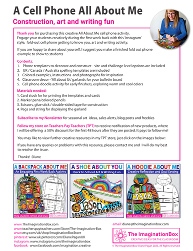All About Me 'Mobile Phone' Art and Writing | Teaching Resources