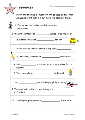 ST Blends worksheets | Teaching Resources