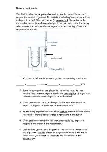 Using a respirometer to carry out investigations into respiration rate ...