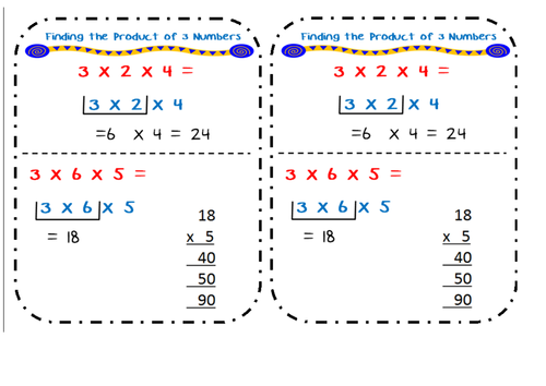Calculating the Product of 3 numbers / Multiply 3 numbers togeter 3x3x3 | Teaching Resources