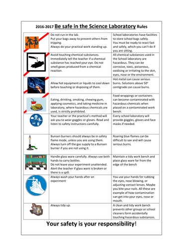 New year! Laboratory rules and a Health and safety awareness lesson ...