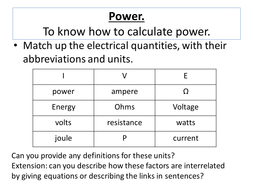 Power and energy calculations | Teaching Resources